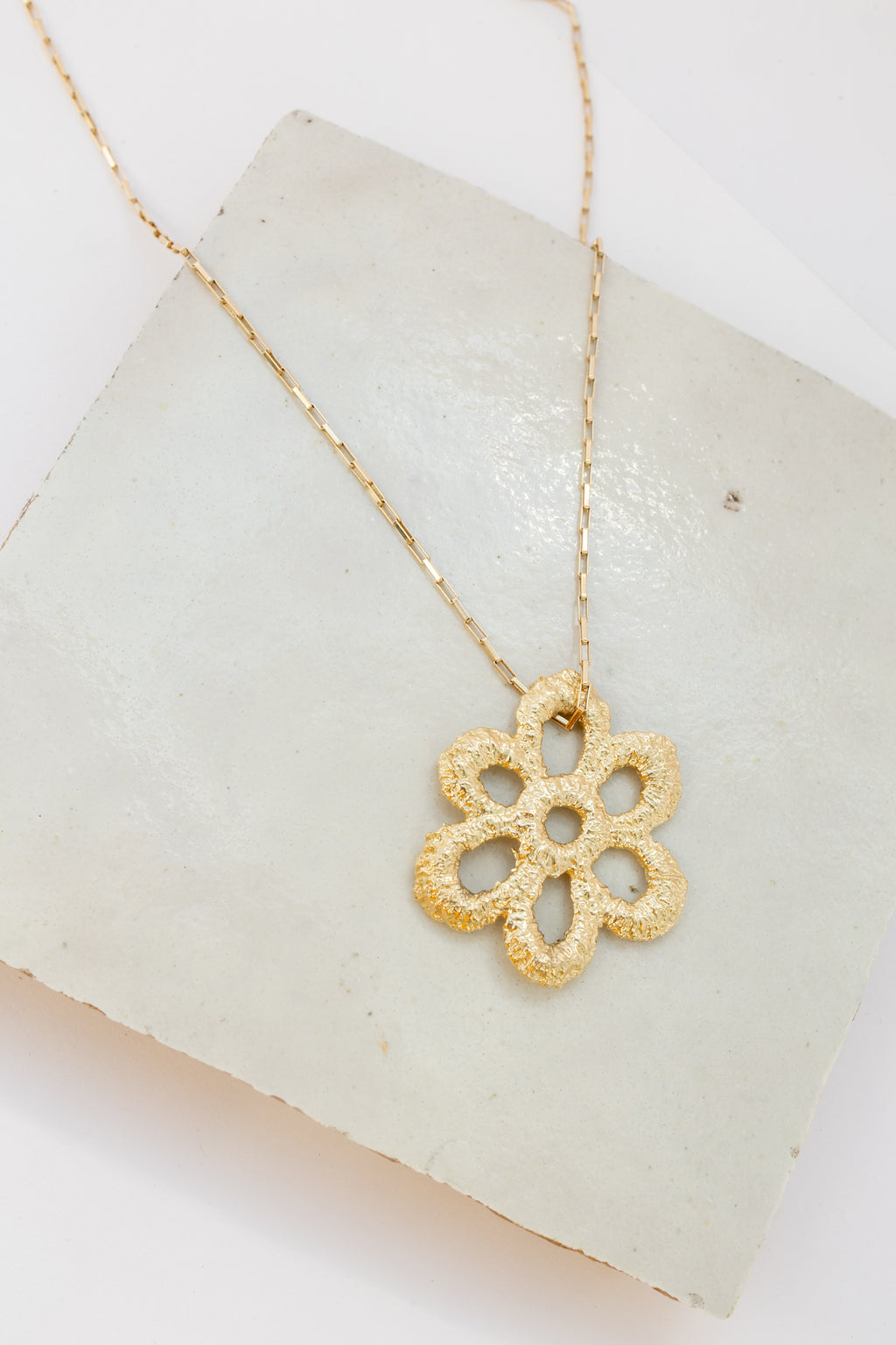 14k Yellow Gold Flower Charm Necklace – Beanie + Cecil