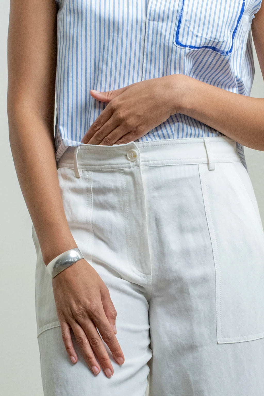 Pico Pant Ivory Silk Linen – Beanie + Cecil